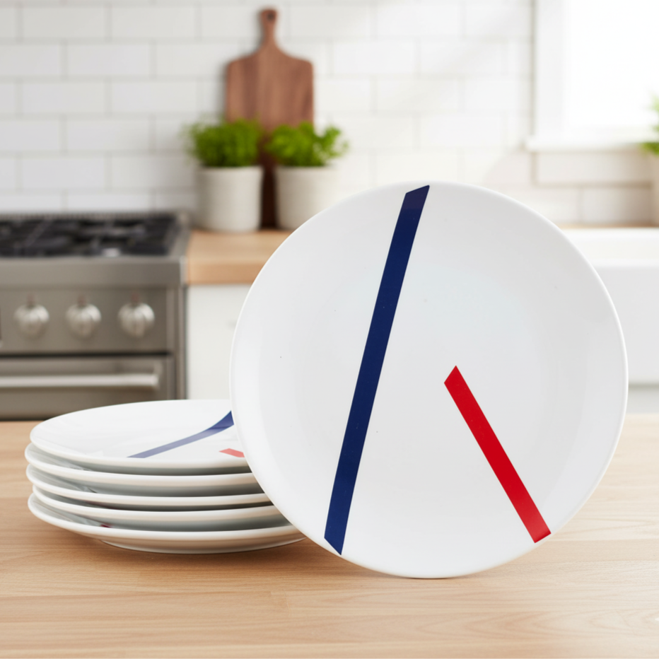 Premium TAMO (White) Ceramic Quarter Plates Set | BlackCarrot